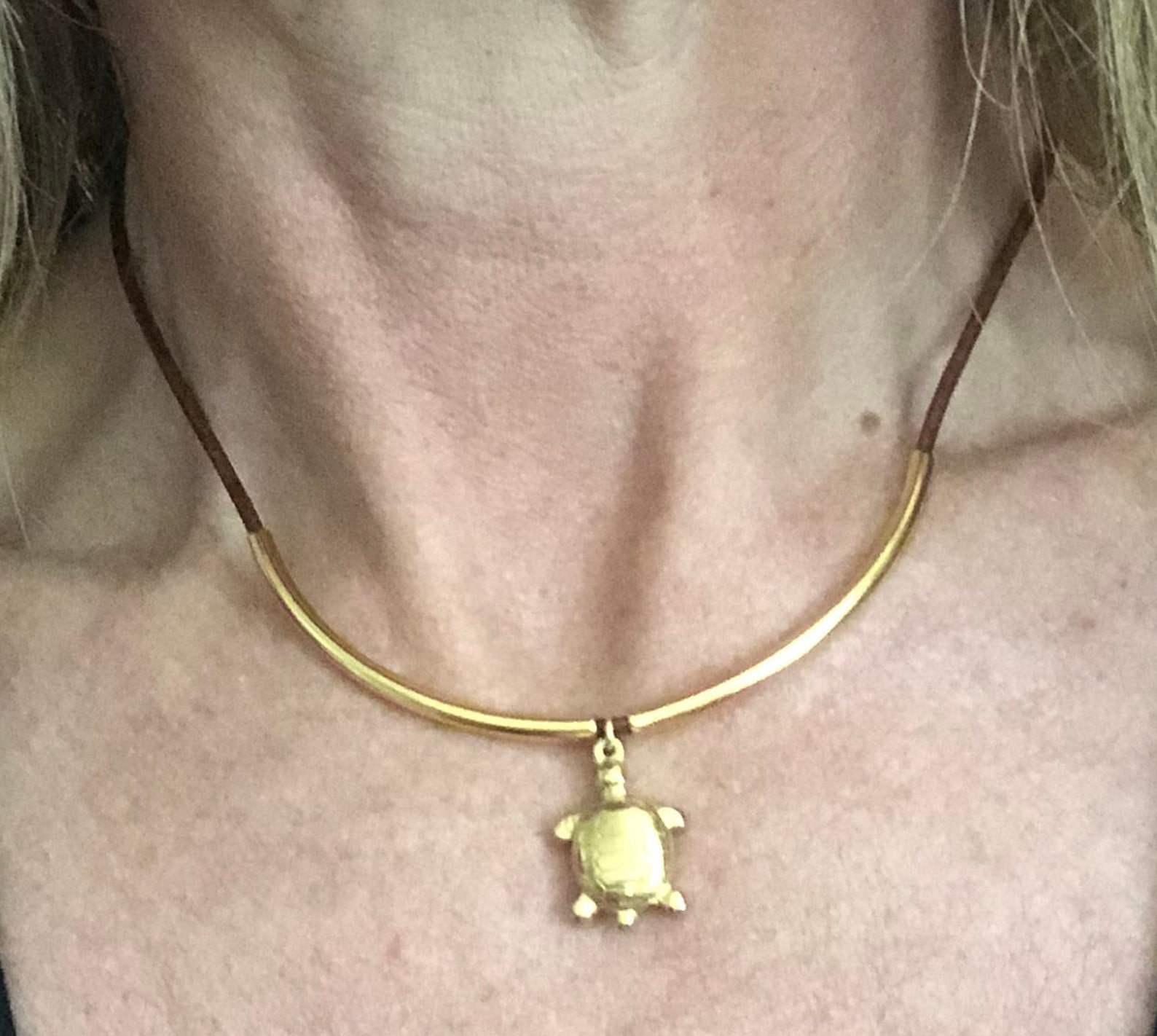 Gold Turtle Necklace Gold Pendant Necklace Short Gold | Etsy