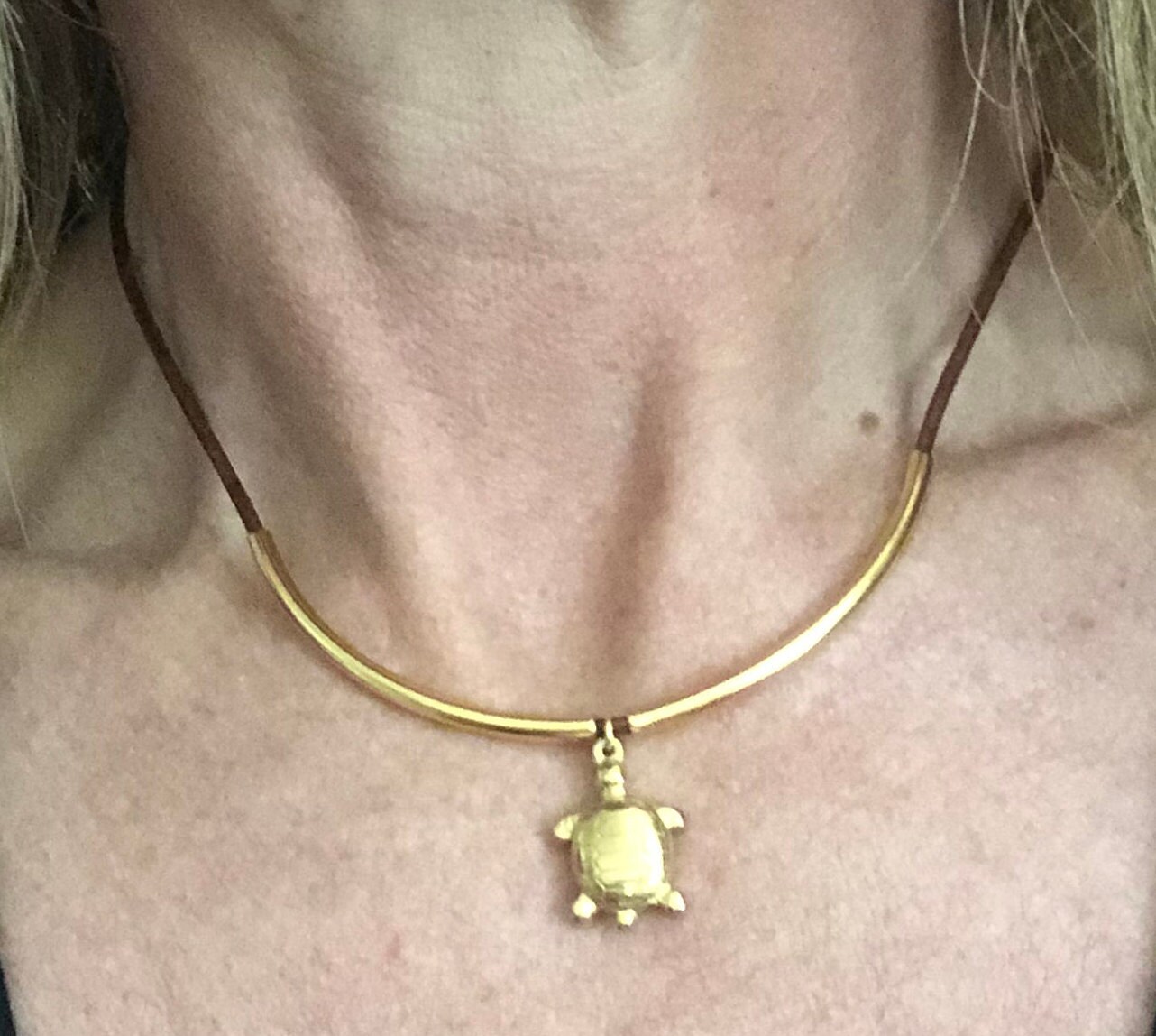 Gold Turtle Necklace Gold Pendant Necklace Short Gold | Etsy