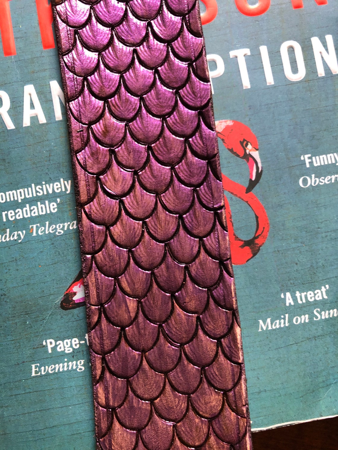 Leather Bookmark, Custom Hand Tooled Dragon Scale / Fish Scale /mermaid ...