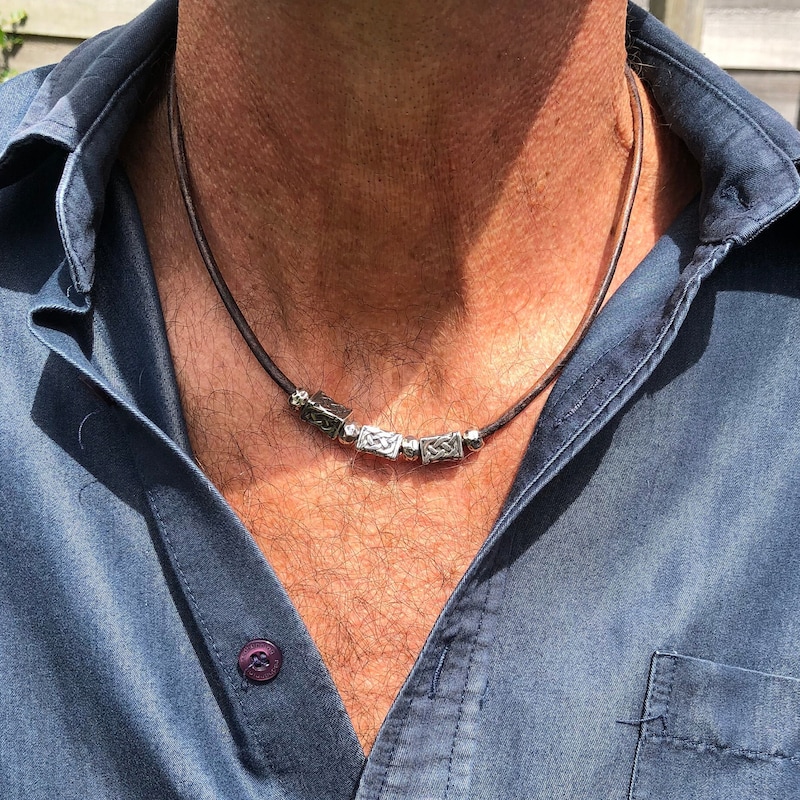 Men Leather Necklace - Etsy