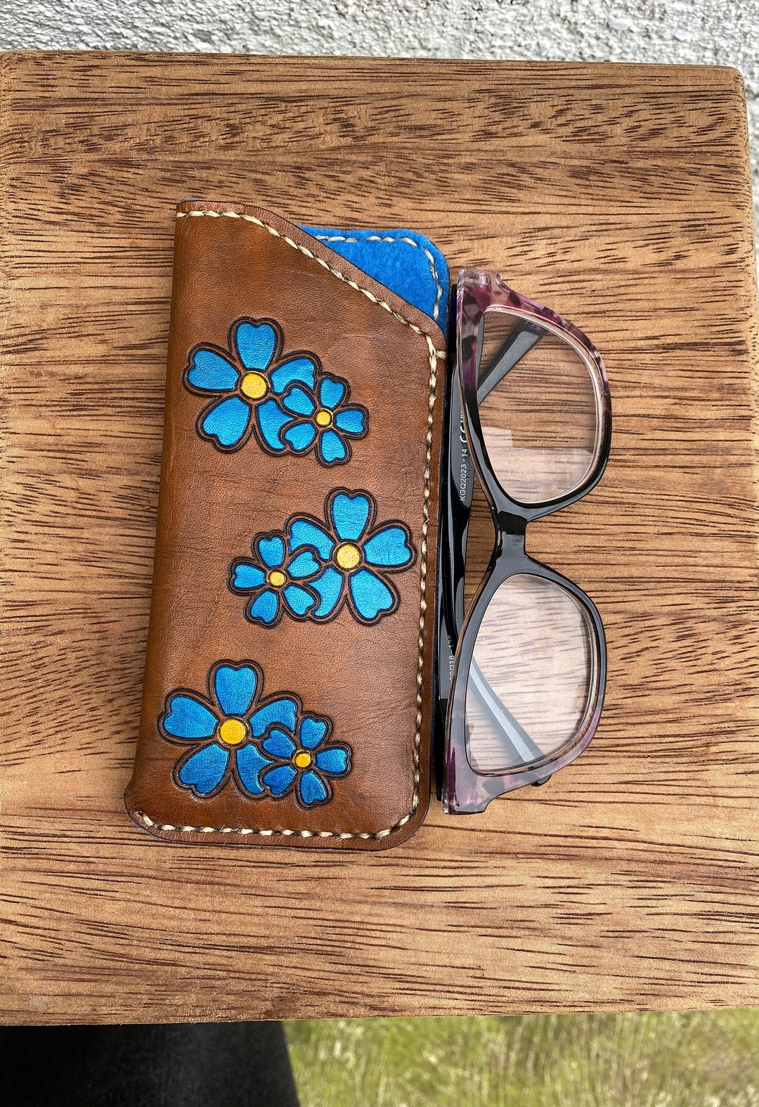 Sunglass Case, Tooled Leather Spectacle Pouch, Personalised Leather ...