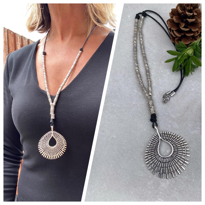 Long Silver Necklace - Etsy