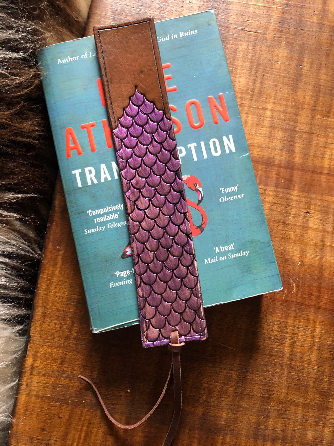Leather Bookmark, Custom Hand Tooled Dragon Scale / Fish Scale /mermaid ...