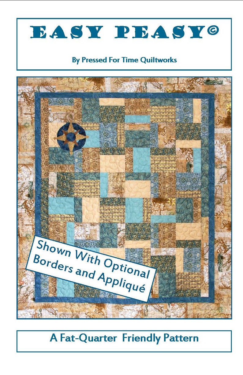 Easy Peasy Fat-quarter Quilt Pattern, Beginning Quilt Pattern, Easy to ...