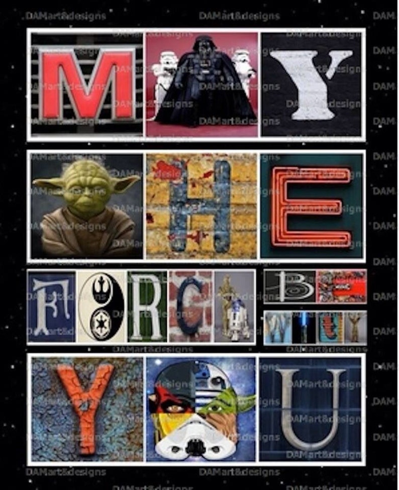 Star Wars may the Force Be With You Alphabet Art - Etsy