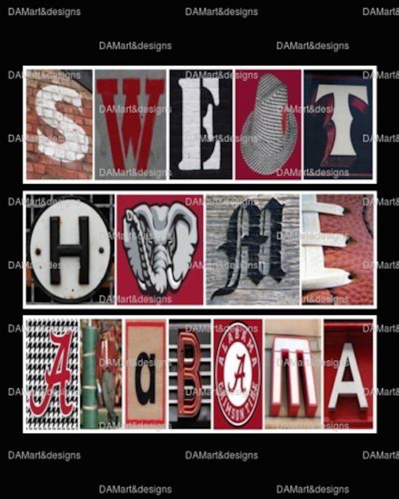 Alabama Crimson Tide Sweet Home Alabama Alphabet Photo Art Print - Etsy