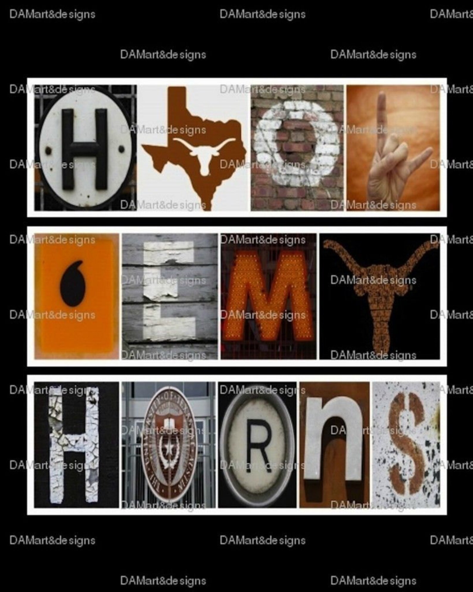 Texas Longhorns Alphabet Photo Art - Etsy