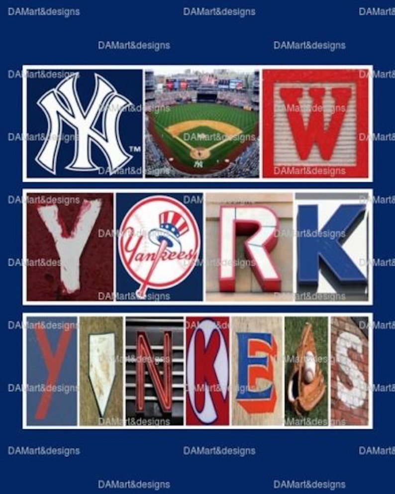 New York Yankees Alphabet Photo Art - Etsy España