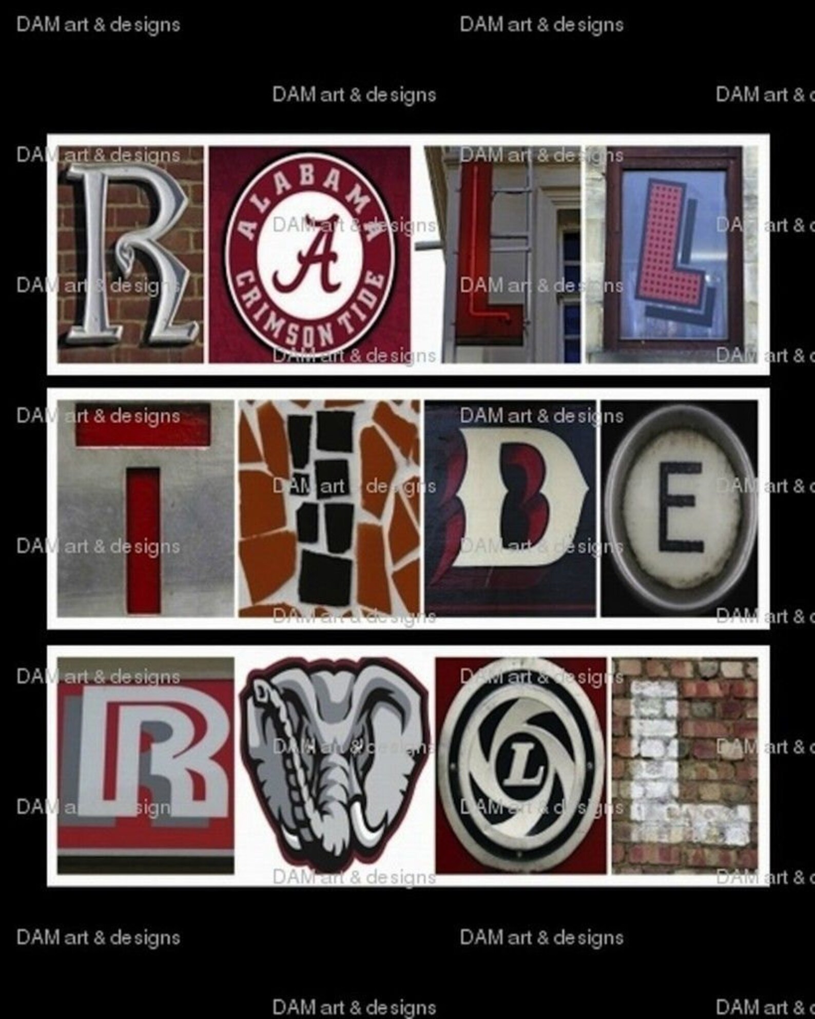 Alabama Crimson Roll Tide Alphabet Photo Art Print - Etsy