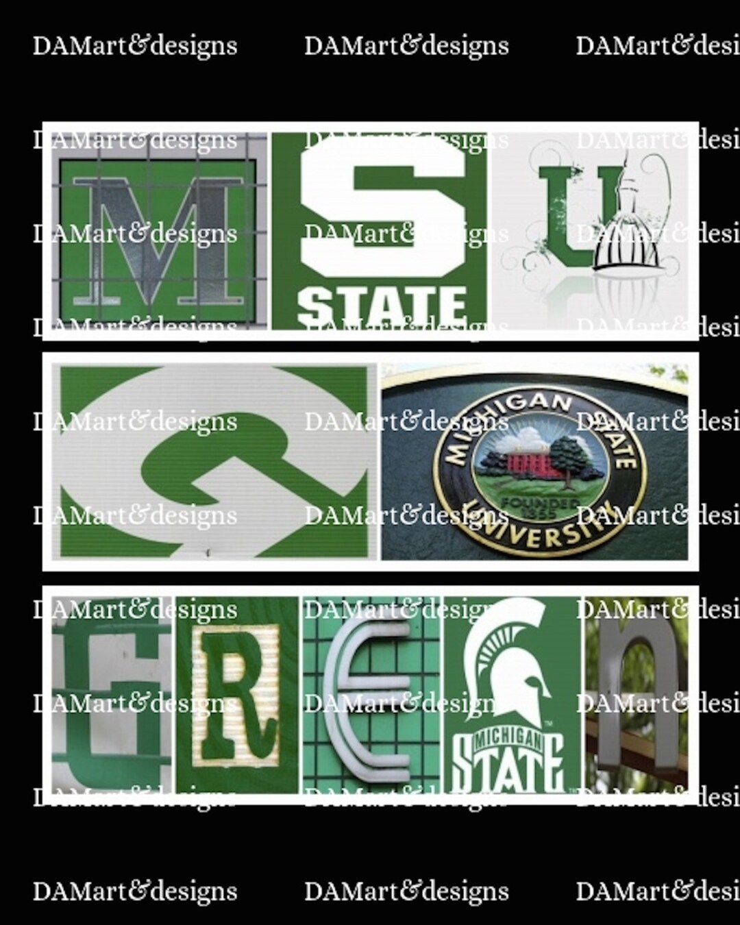 Michigan State University Spartans Alphabet Photo Art - Etsy