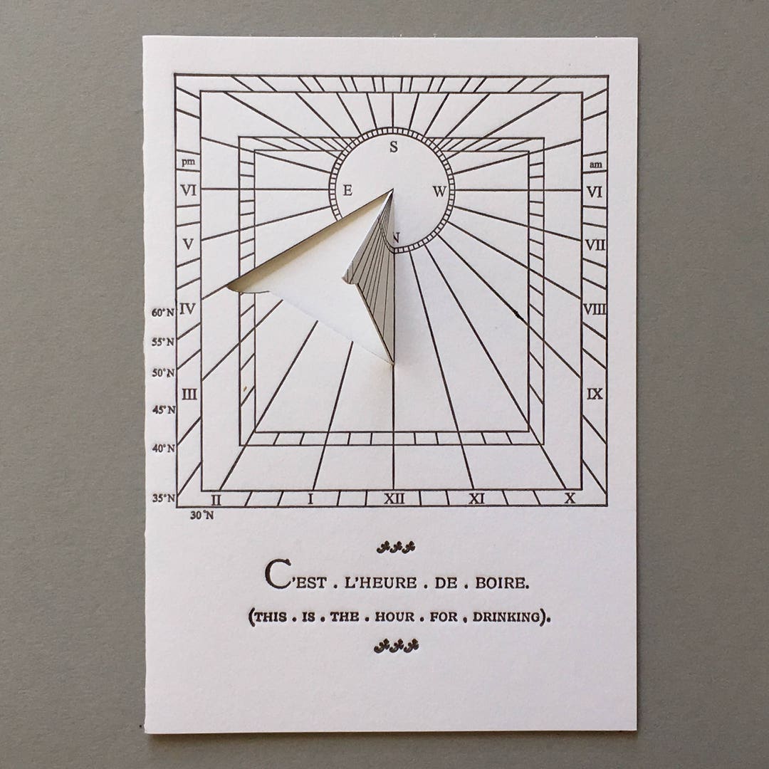 This is the Hour for Drinking. Sundial Motto. Working Sundial Card. - Etsy