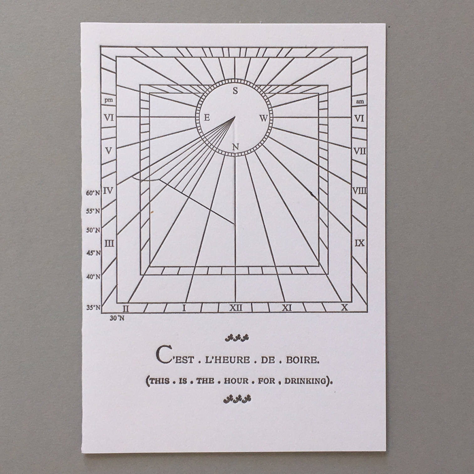 This is the Hour for Drinking. Sundial Motto. Working Sundial Card. - Etsy