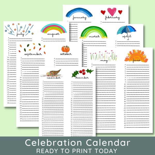 Birthday Calendar Printable - Etsy