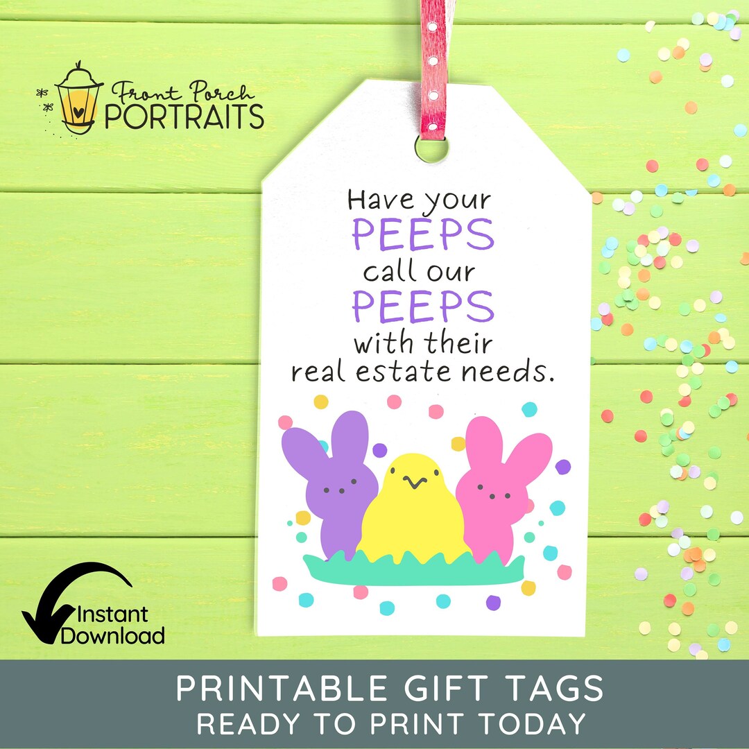 Easter Pop Bys, Peeps, Gift Tags, Marketing, Real Estate, Realtor - Etsy
