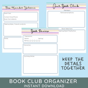 Book Club Planner Book Club Template Bookish Gift Printable | Etsy
