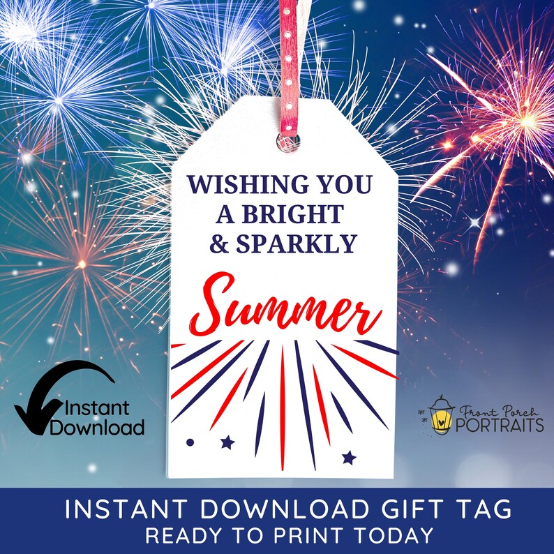 Sparklers Favor Tag Pop by Tags Summer Party 4th of July - Etsy