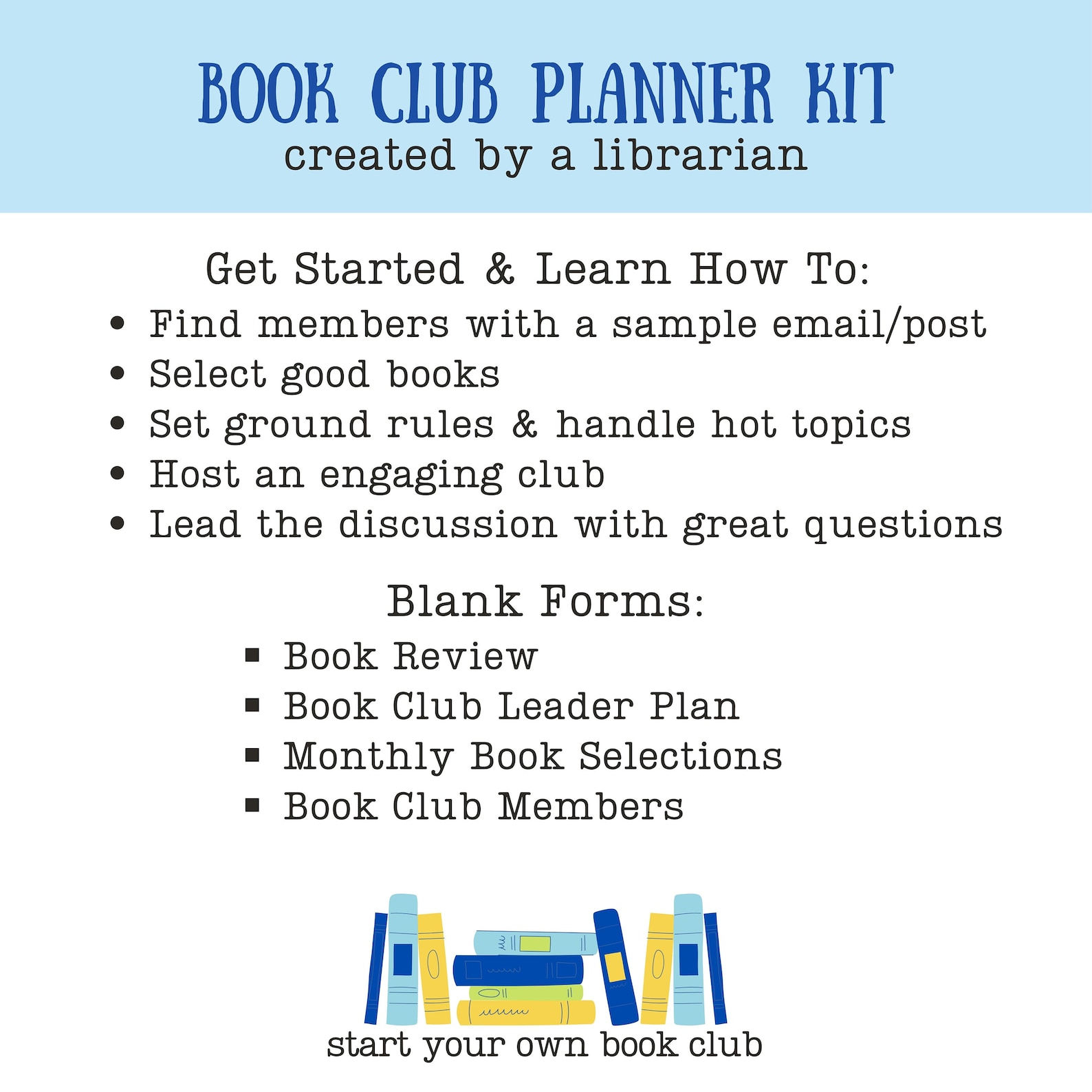 Book Club Planner Book Club Template Book Club Guide - Etsy