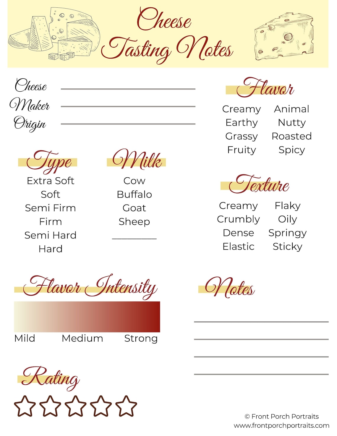 Cheese Tasting Cheese Tasting Guide Cheese Tasting Journal - Etsy