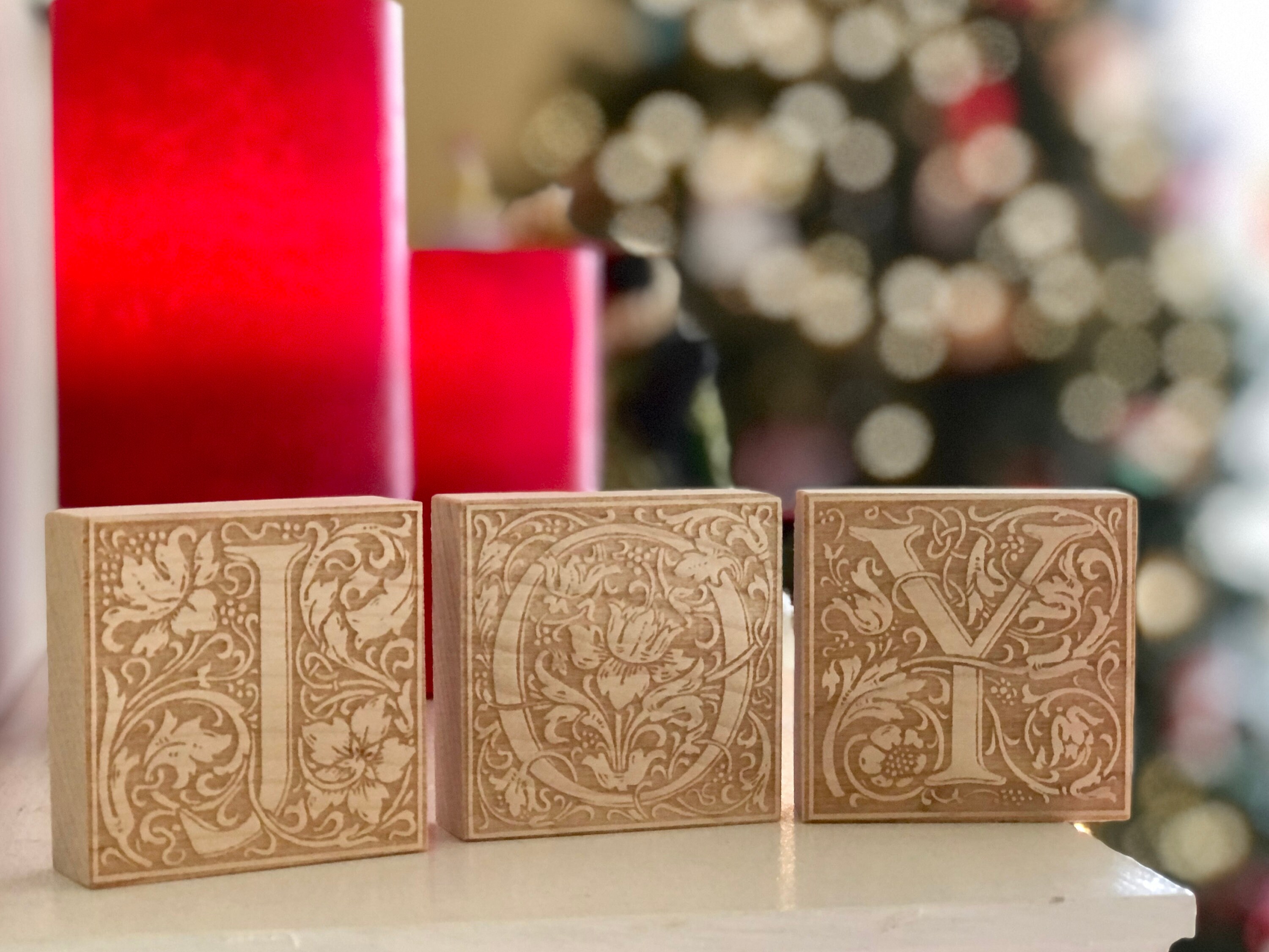 JOY Engraved Wood Blocks Classic Rustic Home Decor Free - Etsy