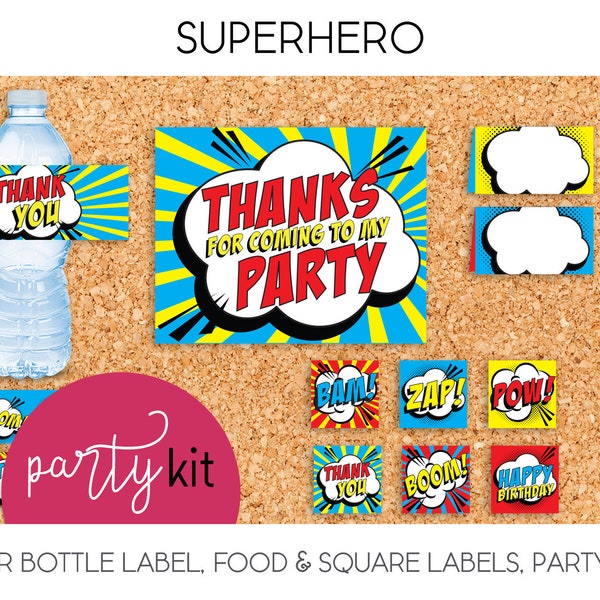 Superhero Food Labels - Etsy