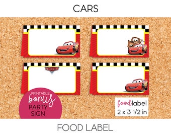 Cars food label | Etsy