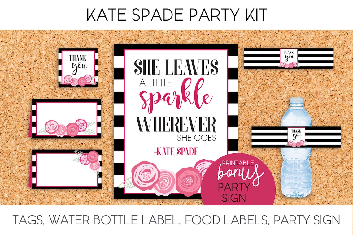 Kate Spade / Food Label, Water Label, Square Label, Party Sign ...