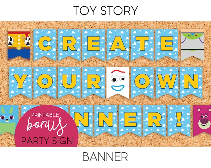 Toy Story/ Party Banner, Banner Alphabet A-Z, Characters and Numbers ...