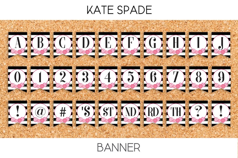 Kate Spade Party Banner Banner Alphabet A-Z and Numbers | Etsy