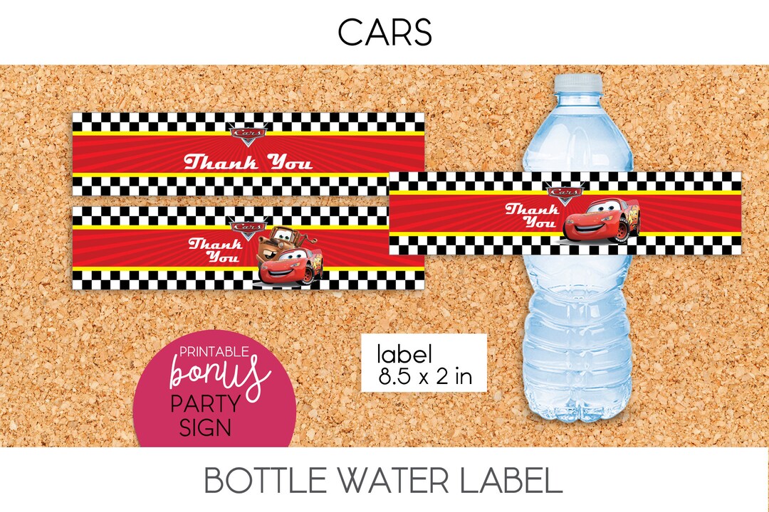 Cars / Water Bottle Label, Party Sign - PRINTABLE - Etsy