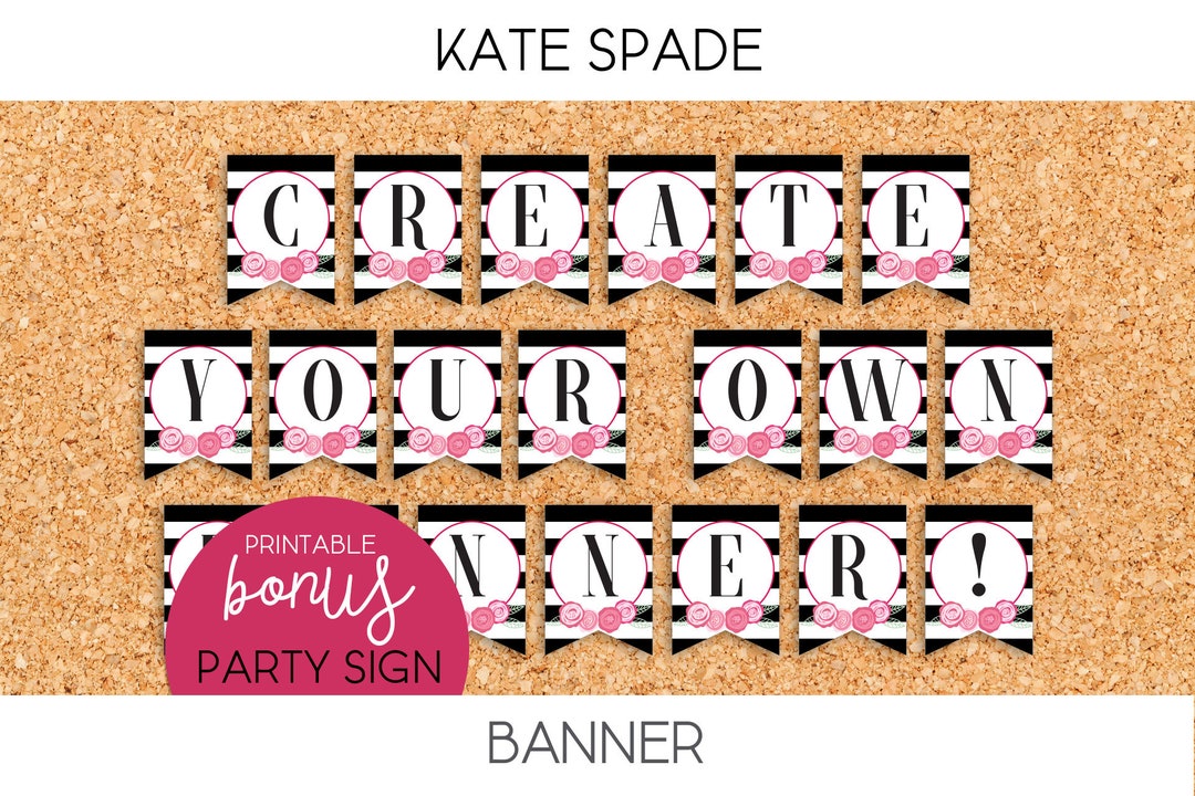 Kate Spade Party Banner, Banner Alphabet A-Z and Numbers - PRINTABLE - Etsy