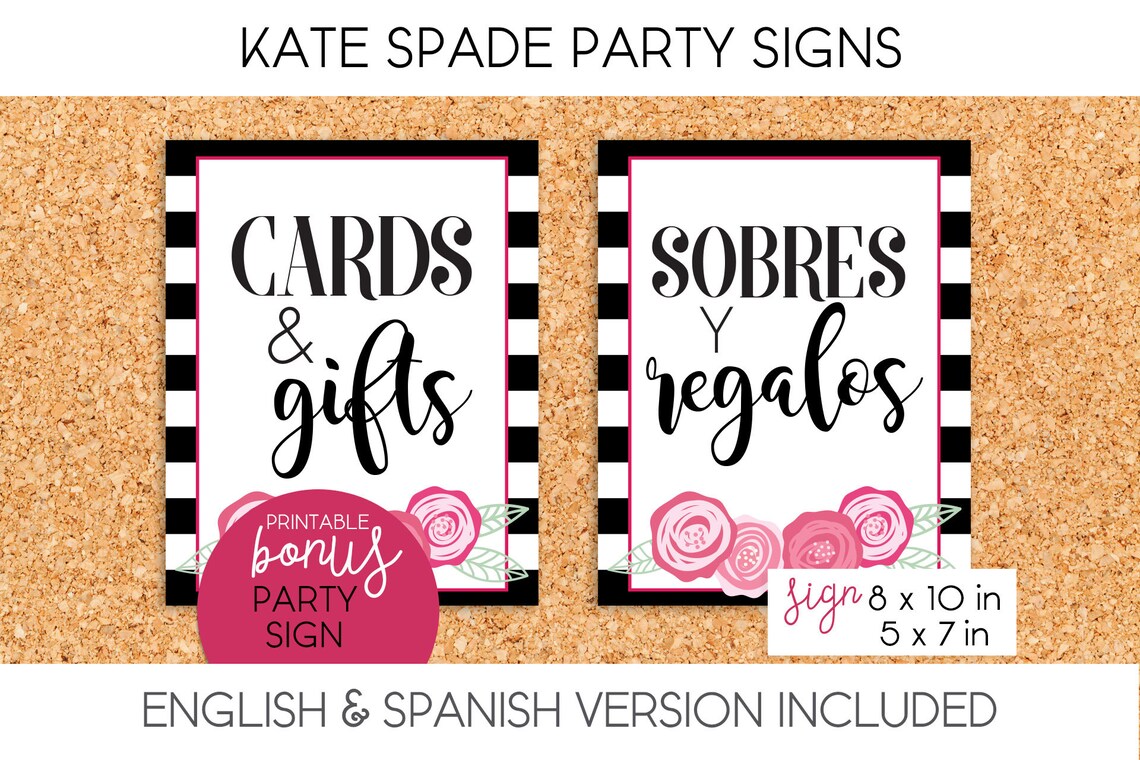 Cards & Gifts Sign / Kate Spade Bridal Shower Bachelorette - Etsy