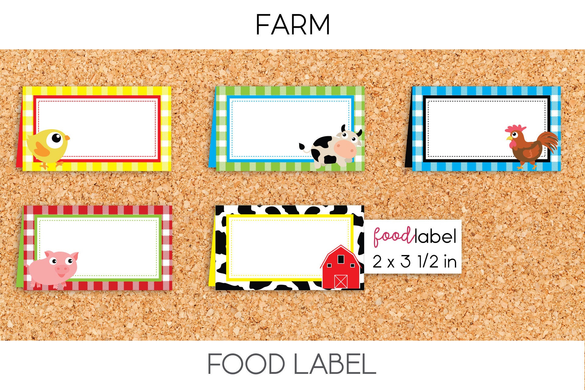 Farm Party / Food Label Water Label Tag Party Sign - Etsy
