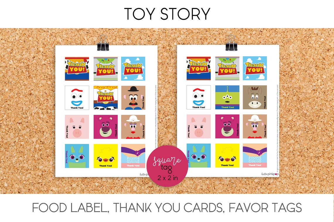 Toy Story / Thank You Cards Tags Gift Tags Candy Tags | Etsy