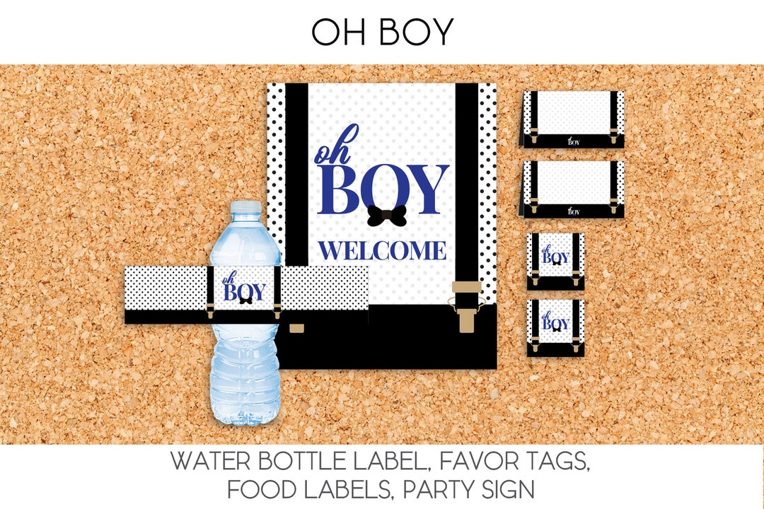 Oh Boy, Boy Baby Shower / Food Label, Water Label, Square Label, Party ...