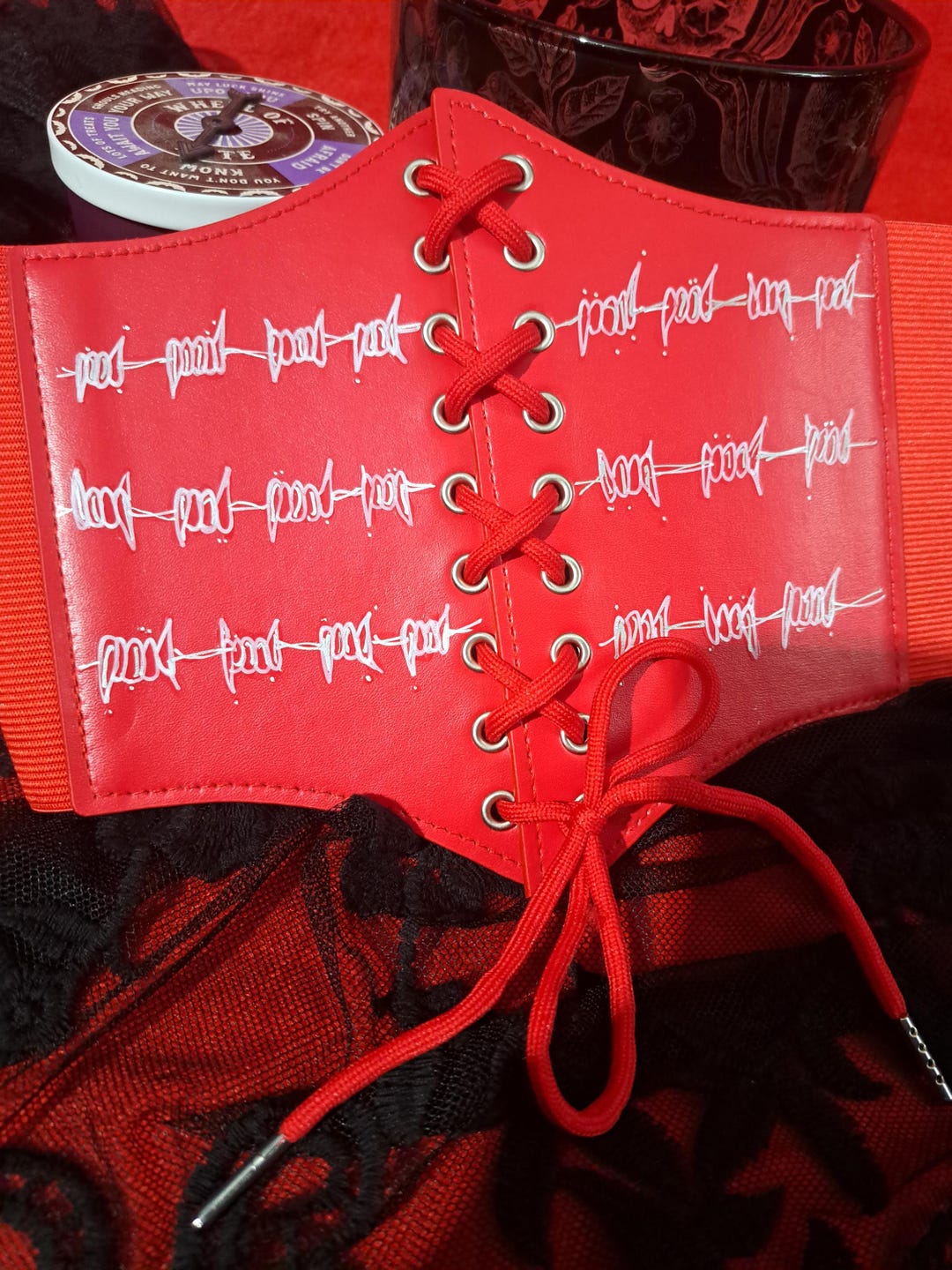 Barbed Wire Corset Belt Red Goth Tattoo Art Custom Silver White - Etsy