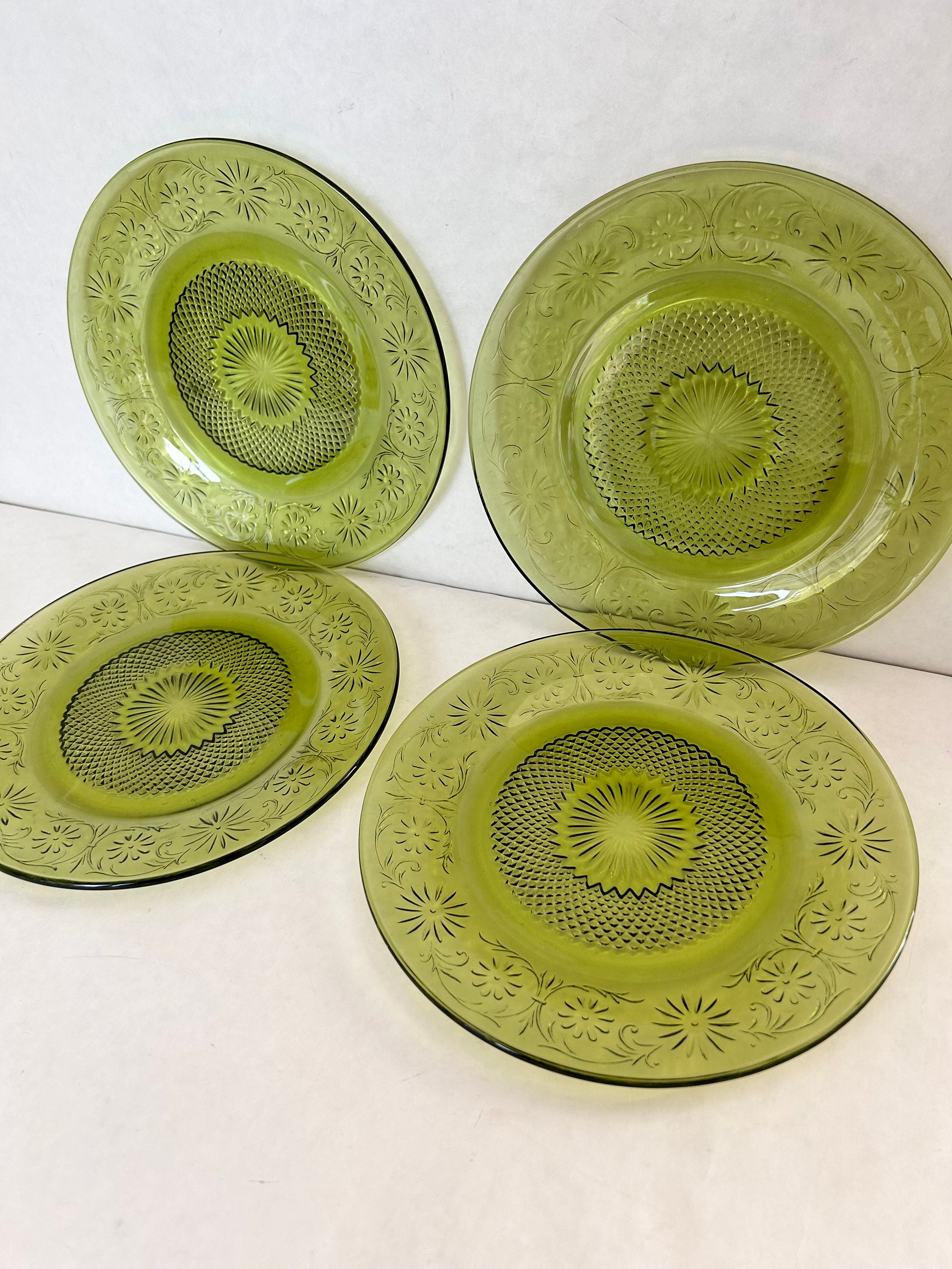 Vintage Indiana Glass Daisy Pattern Plates Set of Four - Etsy