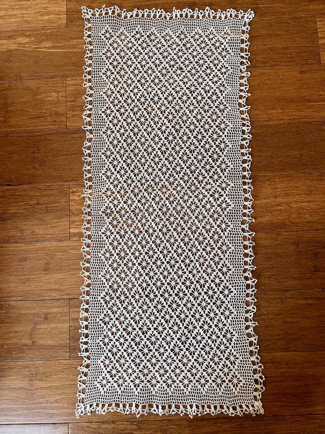 Vintage Hand Crocheted Table Runner, Antique Table Scarf, Antique ...