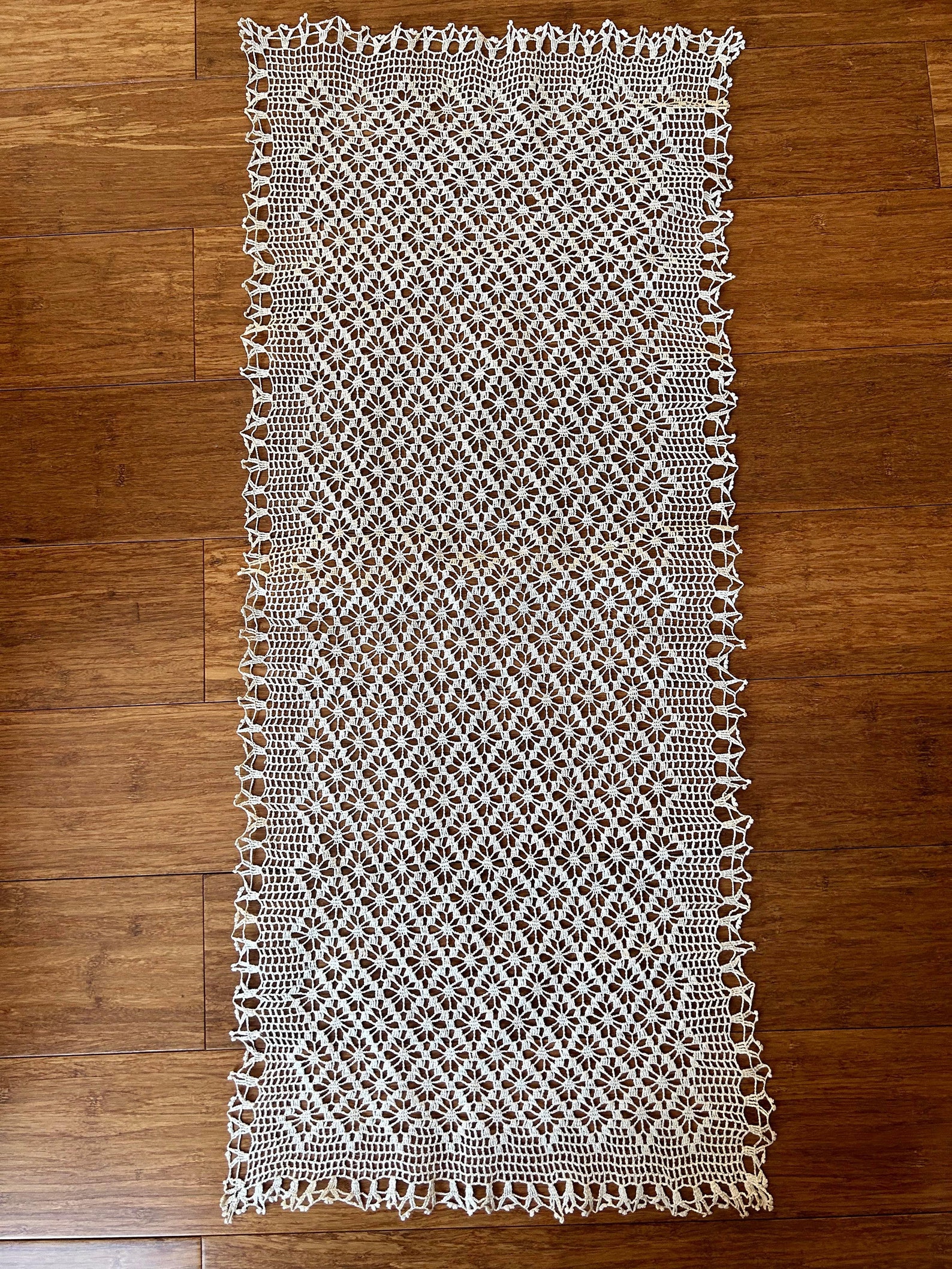 Vintage Hand Crocheted Table Runner Antique Table Scarf - Etsy
