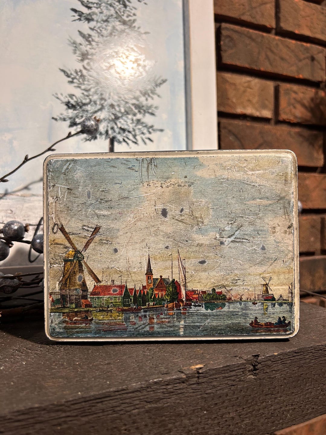 Vintage Dutch Cookie Tin Verkade Windmill Zaandam Holland the ...