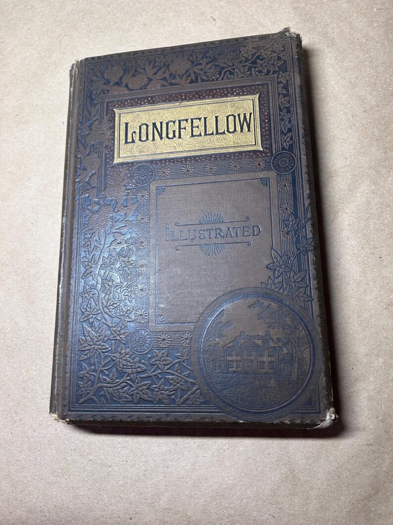 Antique Book Longfellow Illustrated Poetical Written by Henry Wassworth ...