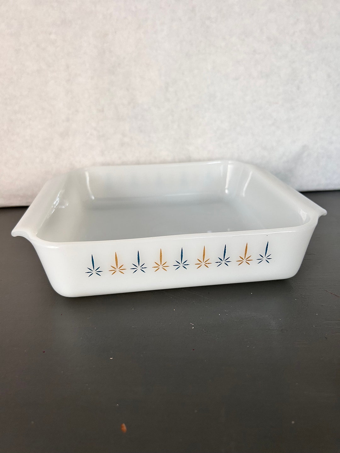 Vintage Pyrex Square Baking Pan, Anchor Hocking Fire King Candle Glow ...