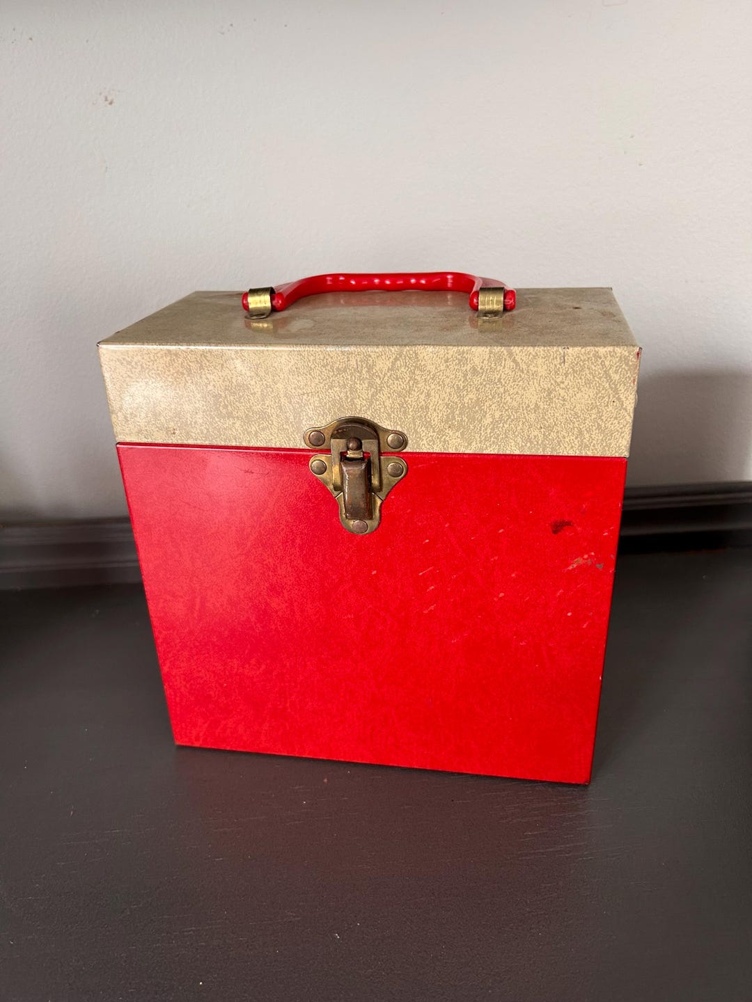 Vintage Record Case for 7- Inch Vinyl Records, 45 Record Storage Box ...