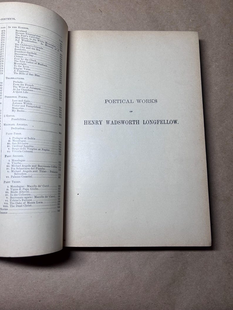 Antique Book Longfellow Illustrated Poetical Written by Henry Wassworth ...