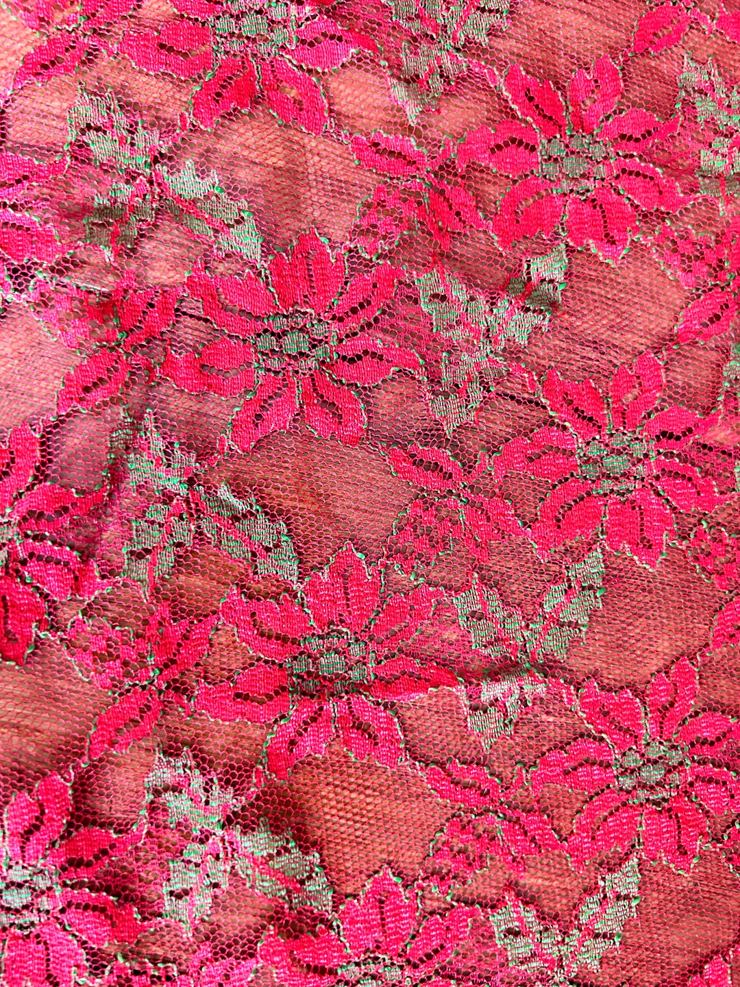 Vintage Christmas Lace Tablecloth Poinsettia Pattern Holiday Red Lace ...