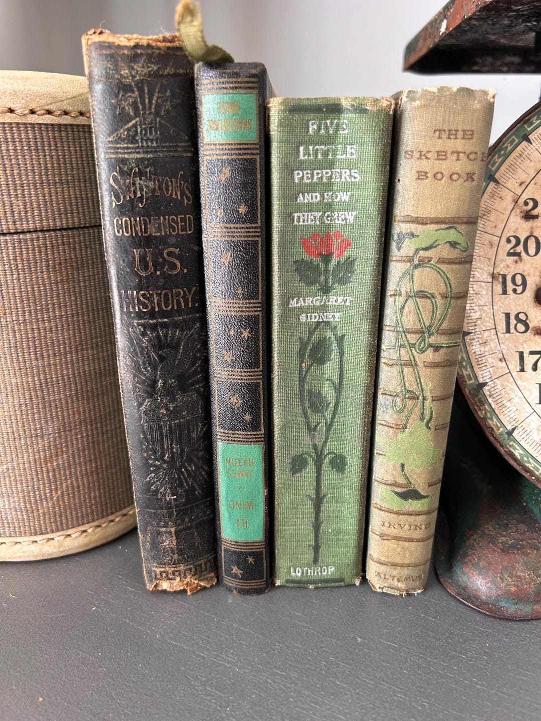 Vintage Books, Rustic Old Books in a Set of 4, Farmhouse Decor, Vintage ...