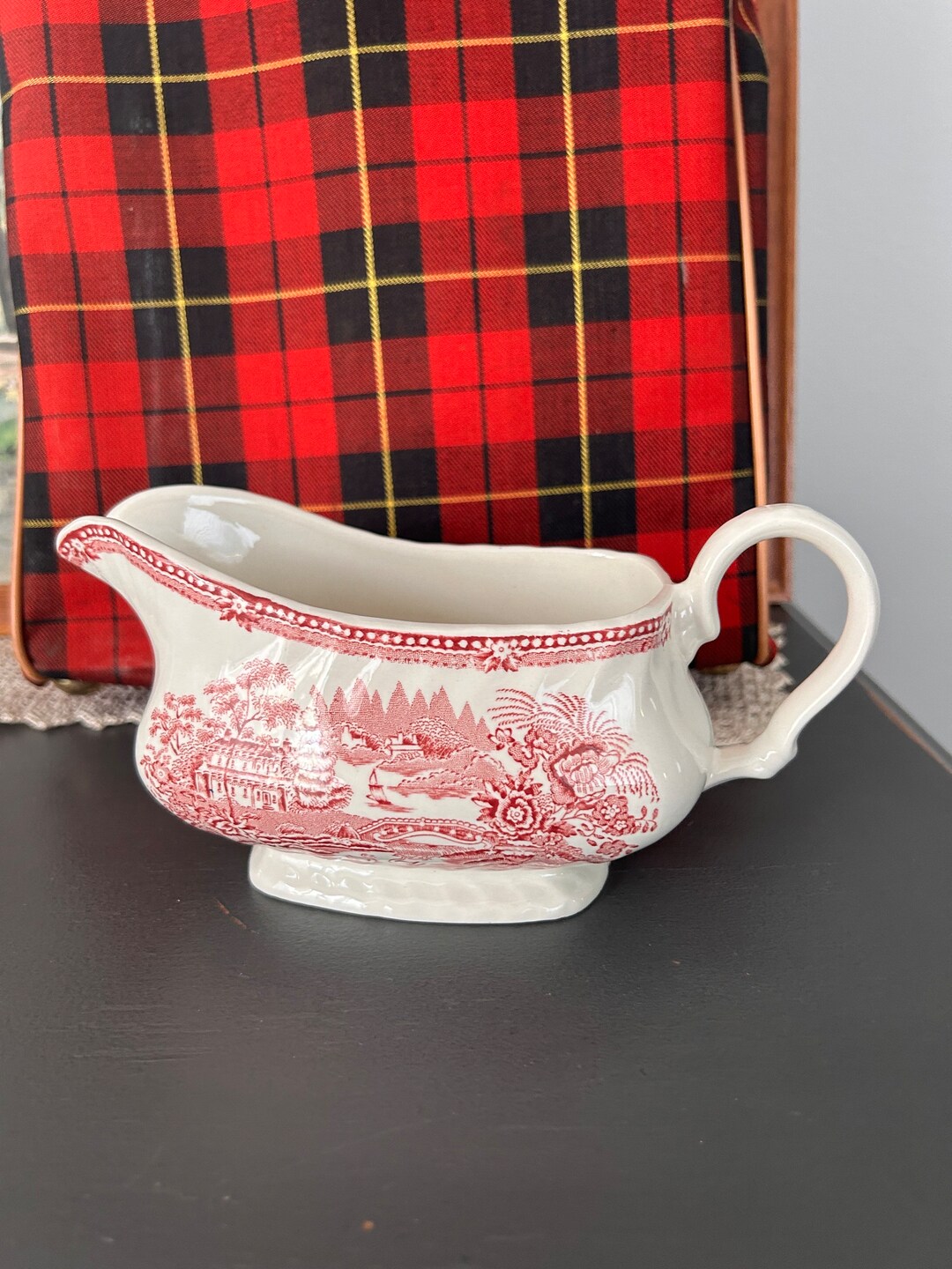 Vintage Myott Tonquin Gravy Boat: Red Transferware, Staffordshire ...