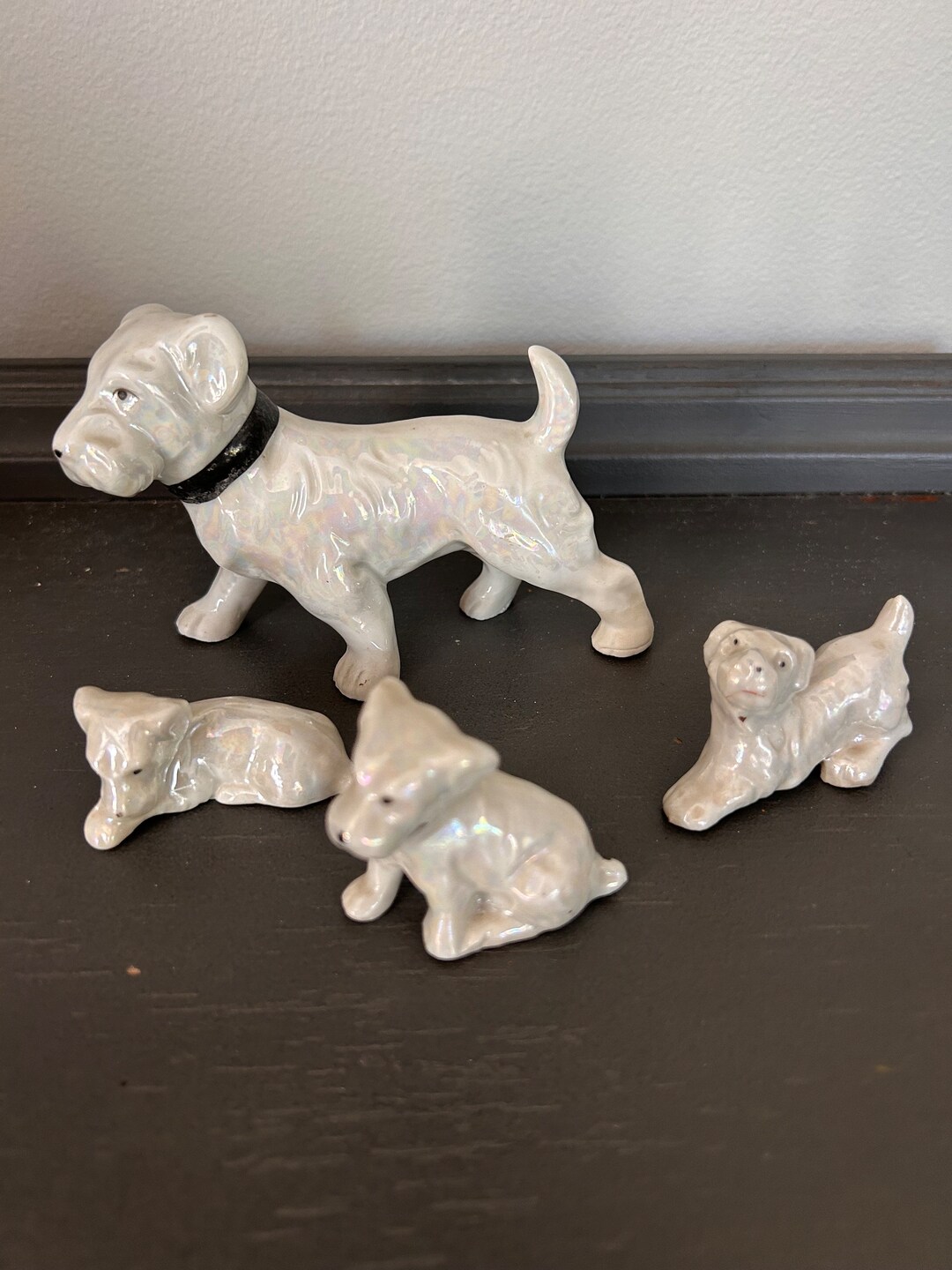 Vintage Terrier Figures, Set of 4 Dog Figurines White Collectible Pet ...