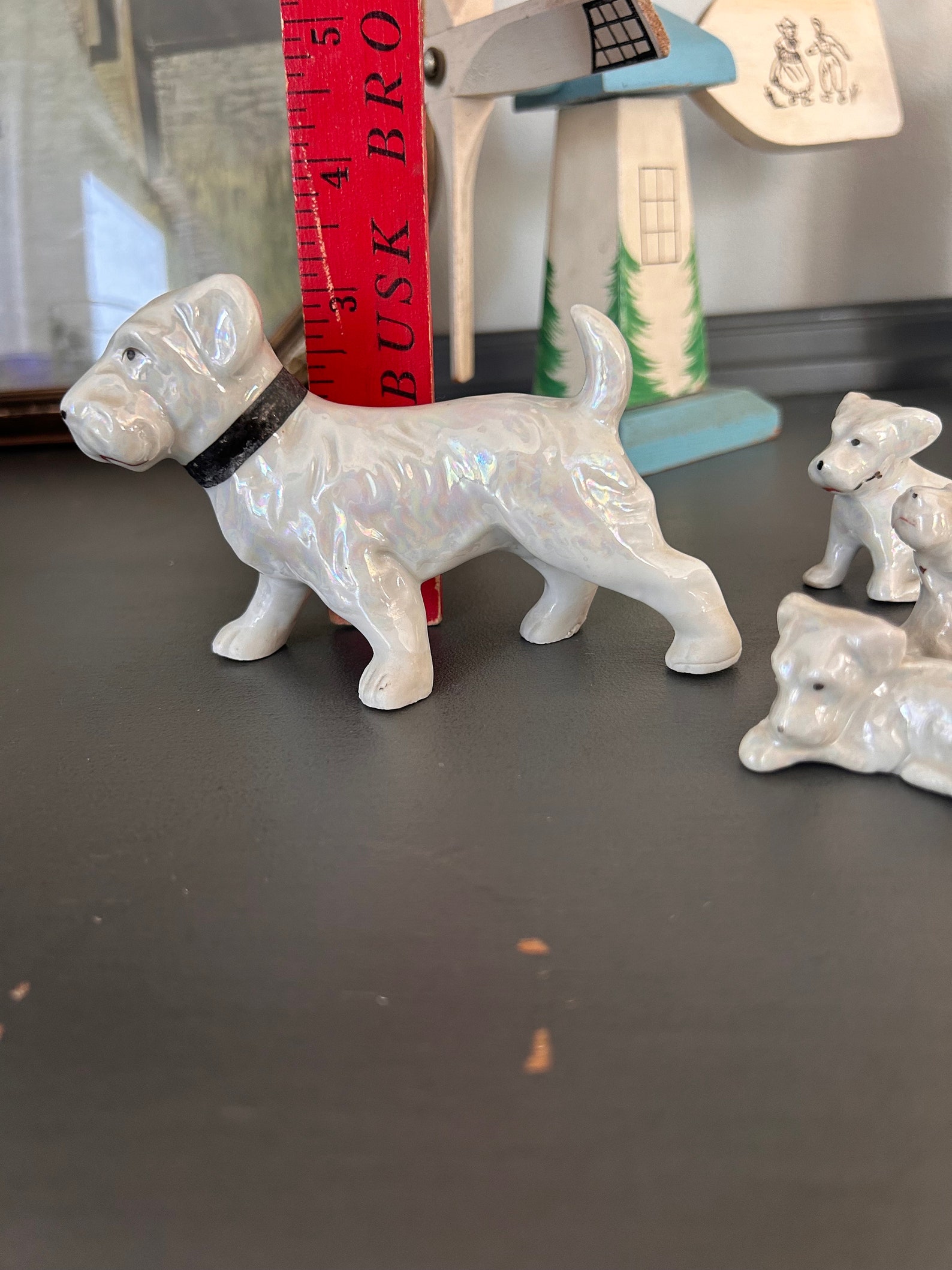 Vintage Terrier Figures, Set of 4 Dog Figurines White Collectible Pet ...