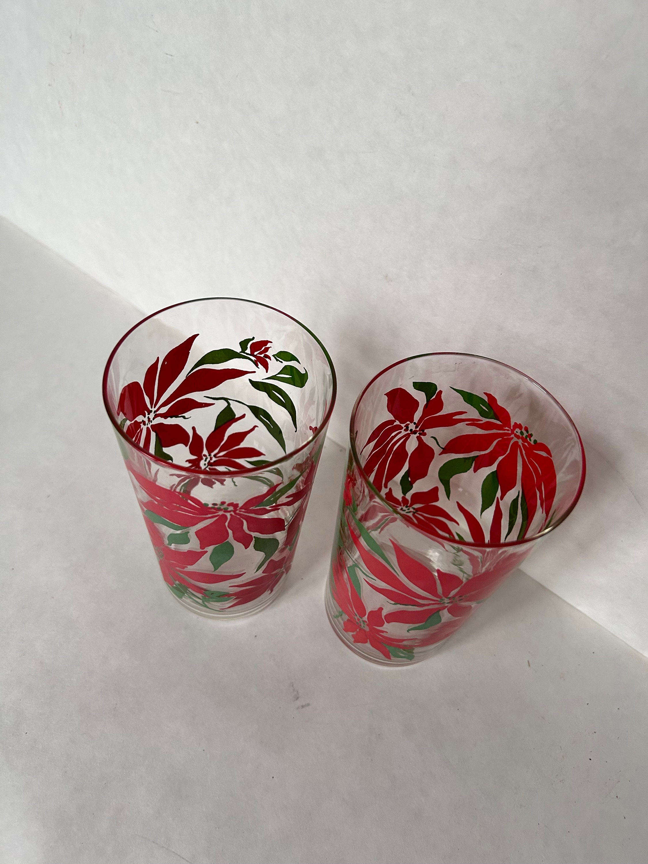 Vintage Christmas Drinking Glasses Set of 2 Holiday Barware - Etsy