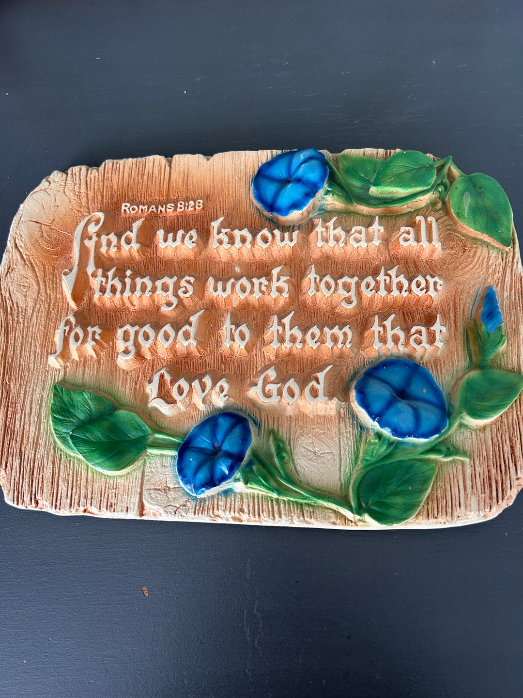 Vintage Christian Motto Romans 8:28 Bible Verse Hanging Plaque 1960s ...